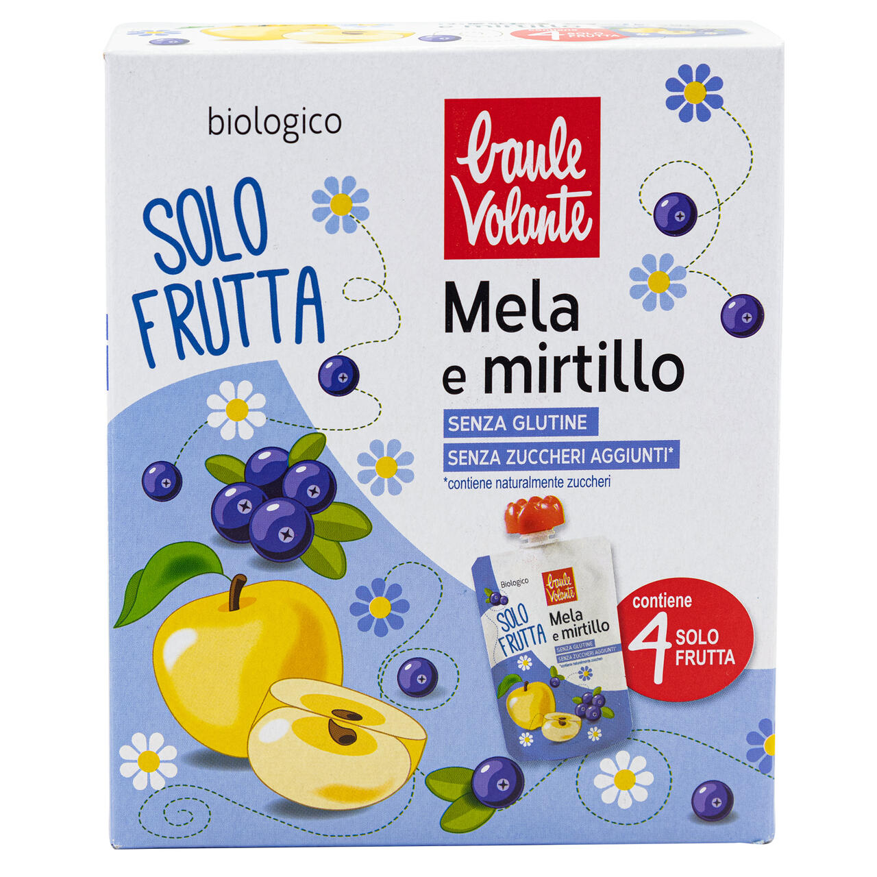 Solo Frutta Mela e Mirtillo 4x100gr Baule Volante | Bio Food Italia